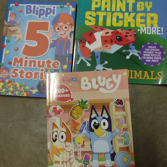 Bluey | Toys | Three New Books With Tags Bluey Sticker And Reading ...